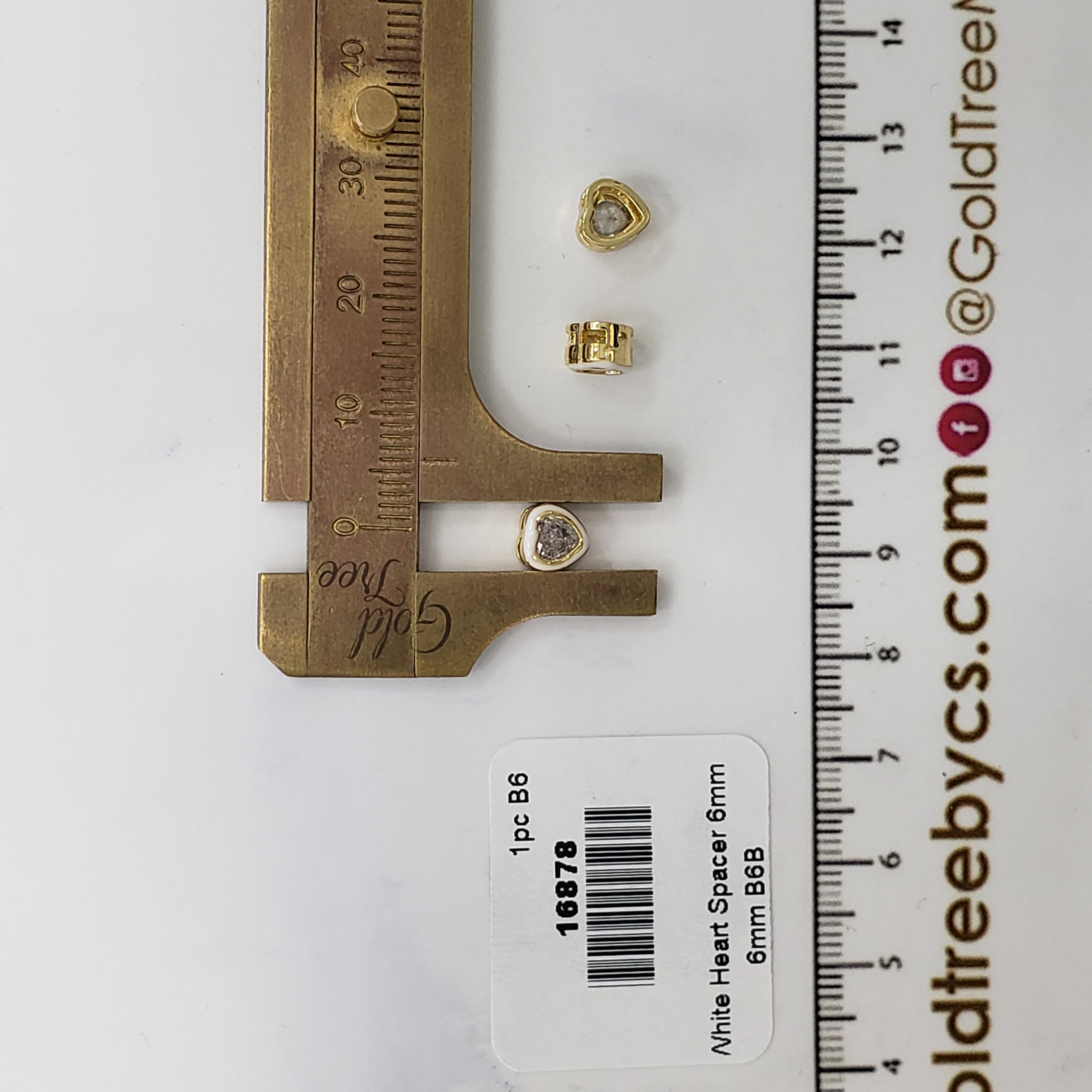 White Heart with Crystal Spacer